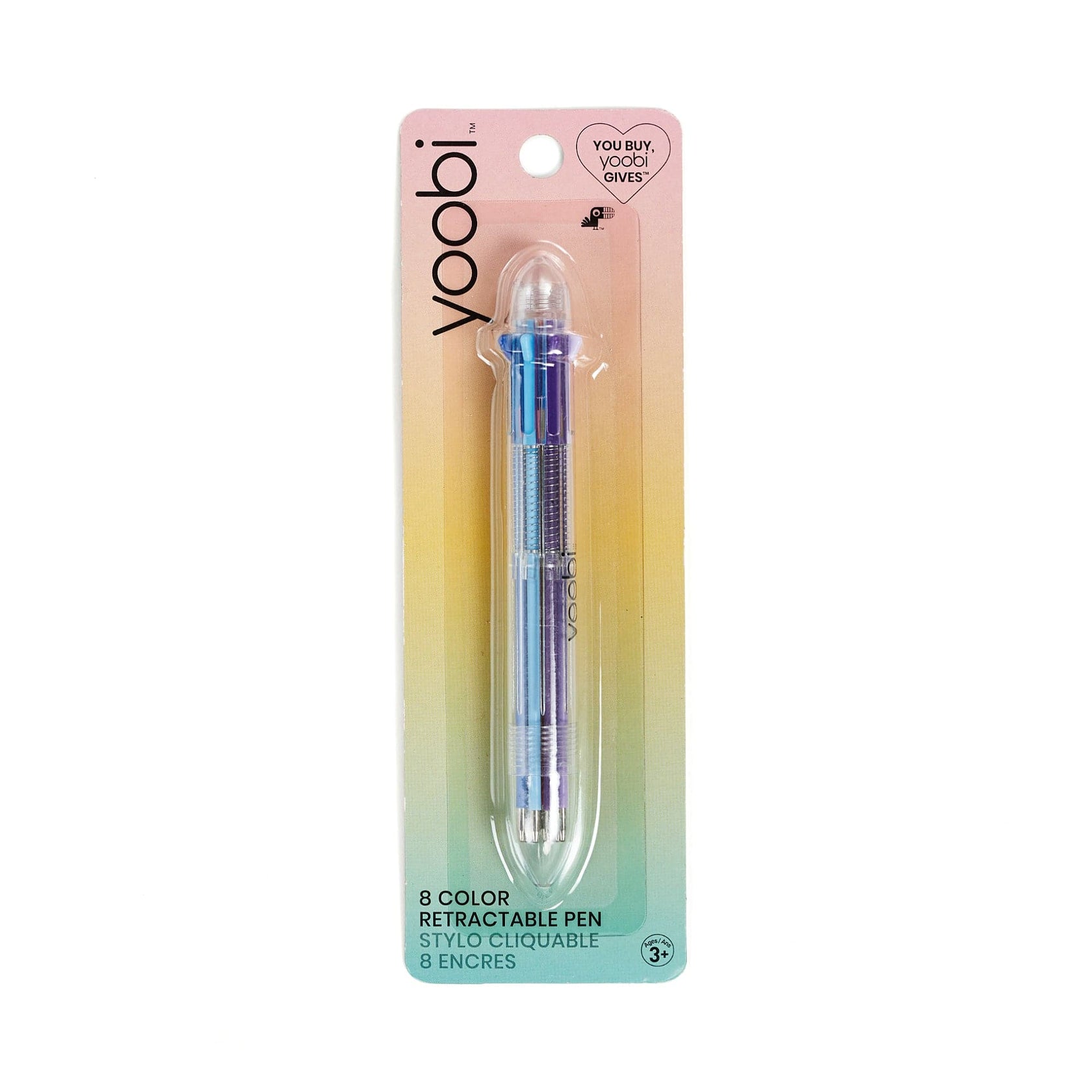 8 Color Retractable Ballpoint Pen - Clear | Yoobi