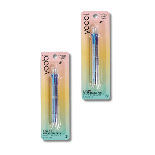 8 Color Retractable Ballpoint Pen - Clear | Yoobi