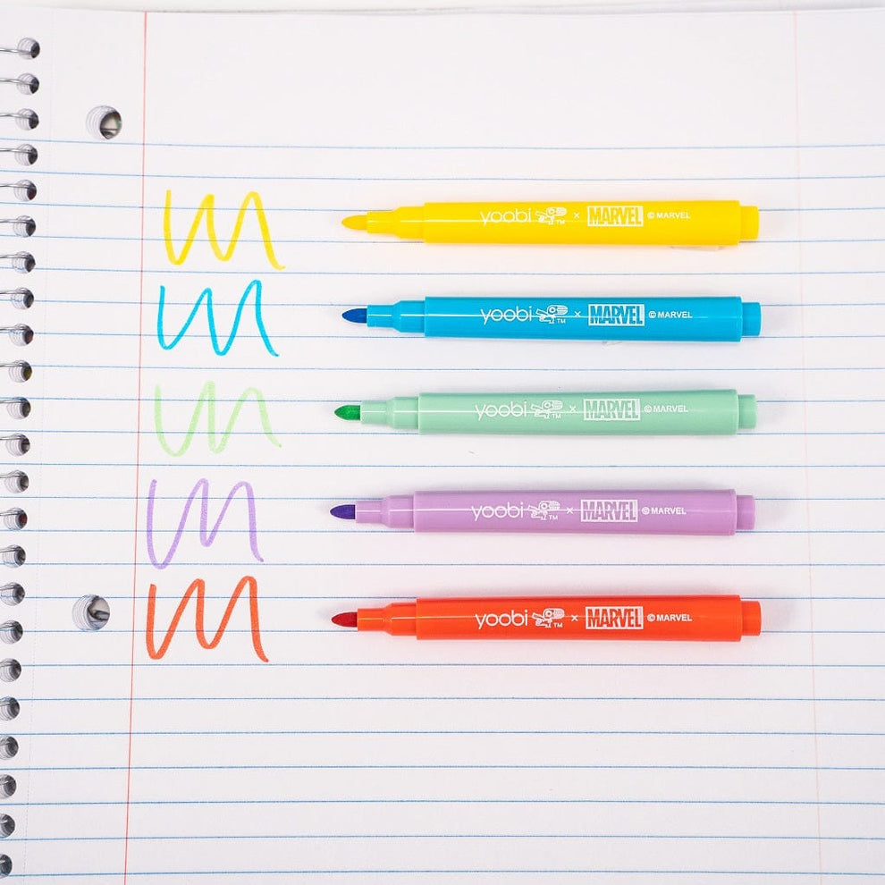 Spiderman Mini Markers with Charms, 2 Packs of 5 Markers – Yoobi