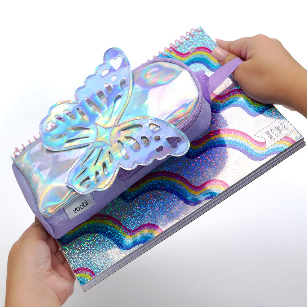 Yoobi Backpack Pencil Case - Holographic Butterfly